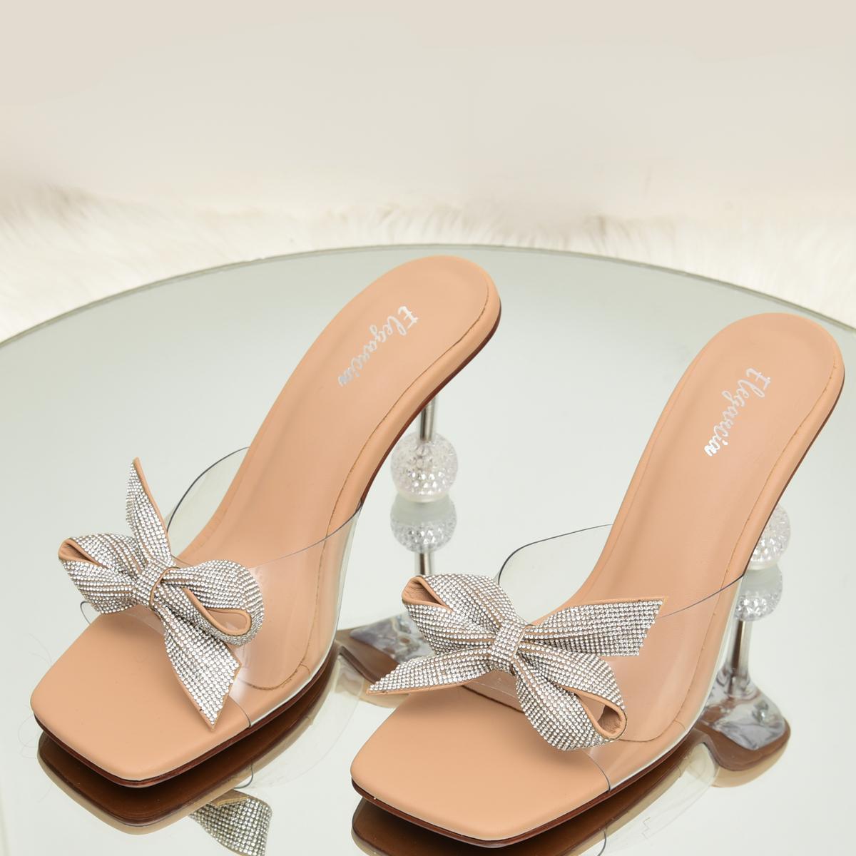 Women's Transparent Heels | MARIGOLD | Bow Embellishments – Elegancia